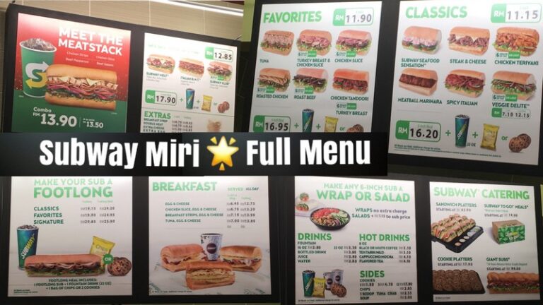 SUBWAY Menu (including prices) in Miri City, Bintang Megamall - Miri ...