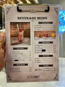 X . Street Cafe & Dine Menu Preview in Miri City - Miri City Sharing