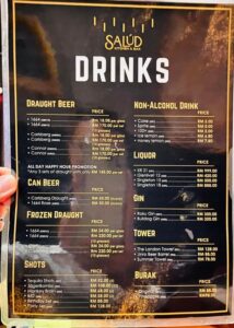 Salud Kitchen and Bar Menu Preview in Miri City - Miri City Sharing