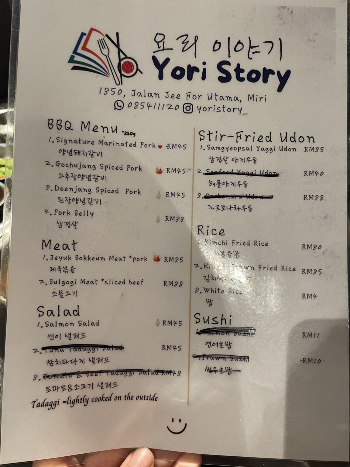 Yori Story Menu Preview in Miri City - Miri City Sharing