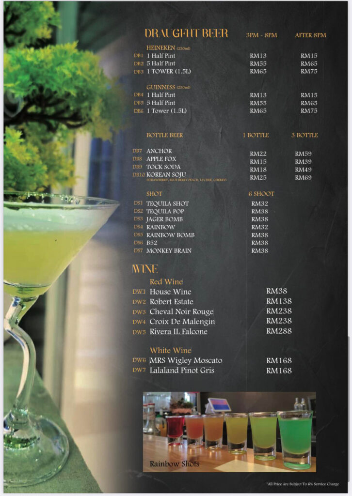 The Light Restaurant Bar Miri Menu Preview - Miri City Sharing