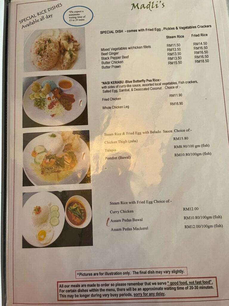 Madli’s Restaurant Menu Preview in Miri City - Miri City Sharing