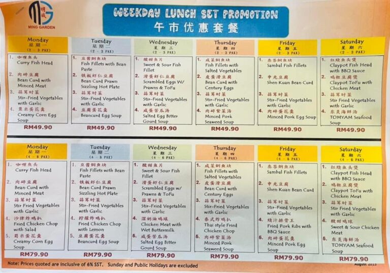Ming Garden Restaurant Miri Menu Preview - Miri City Sharing