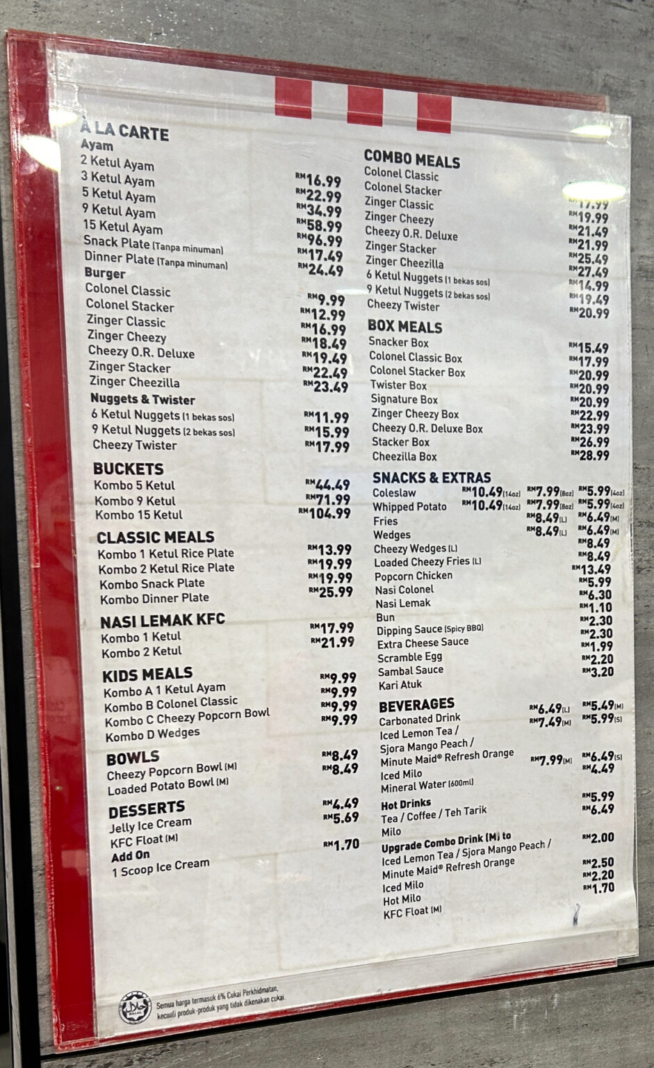 KFC Menu Price List Preview - Miri City Sharing
