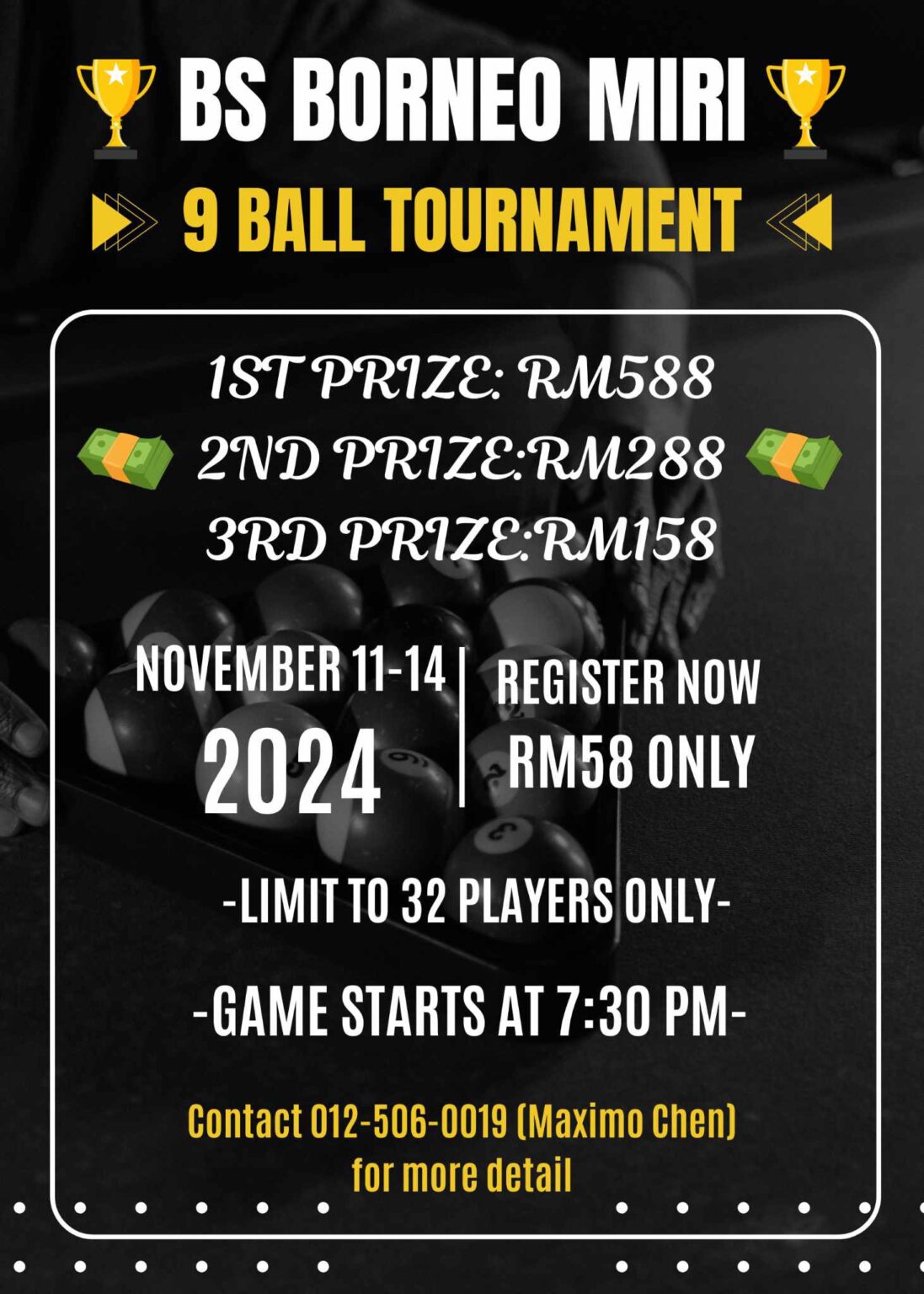 Exciting 9-Ball Pool Tournament in Miri - Miri City Sharing