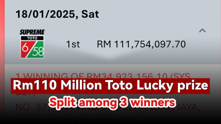 Rm110 Million Toto Lucky prize Split among 3 winners - Miri City Sharing