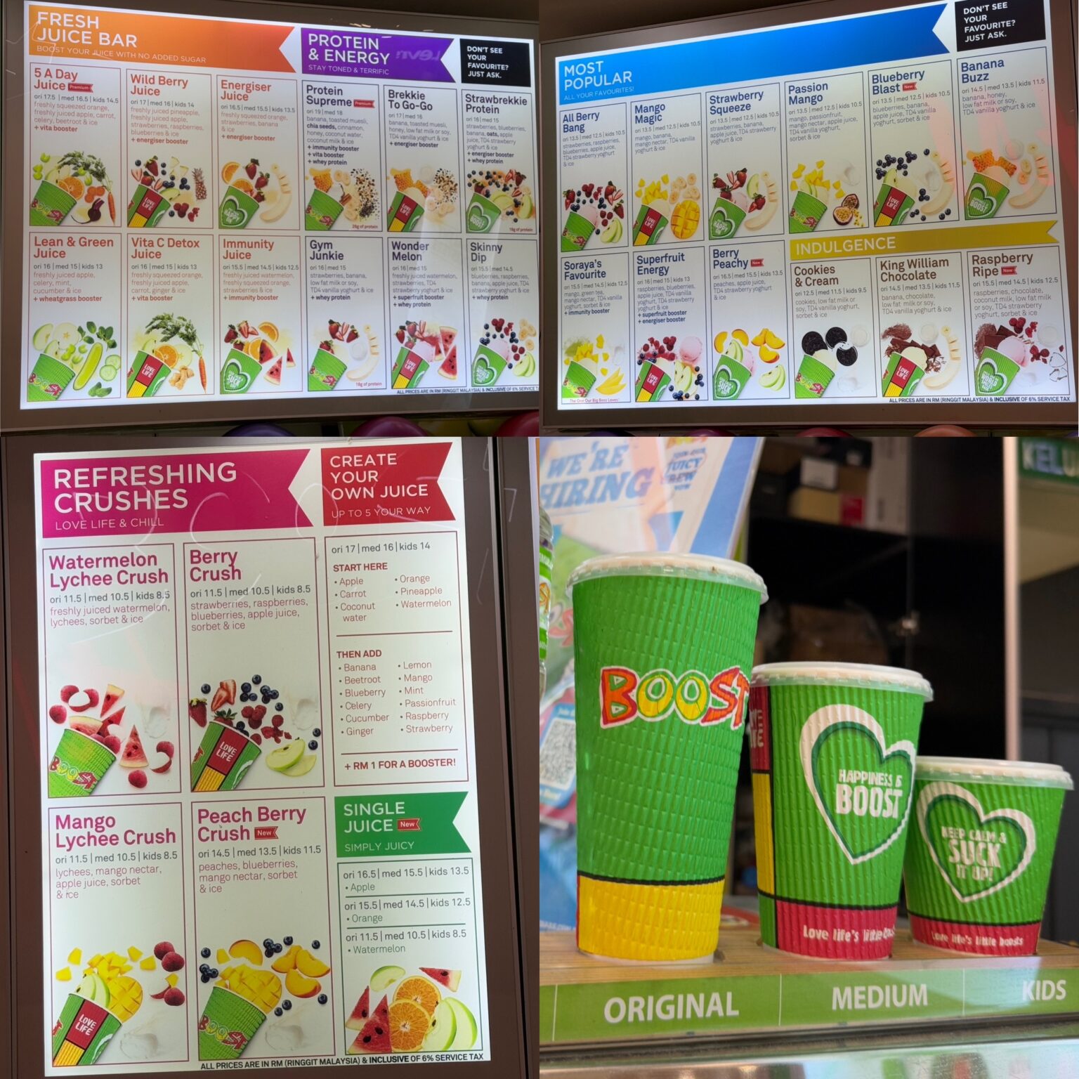 Boost Juice Menu Preview in Miri City - Miri City Sharing