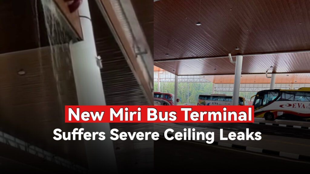 New Miri Bus Terminal Suffers Severe Ceiling Leaks - Miri City Sharing