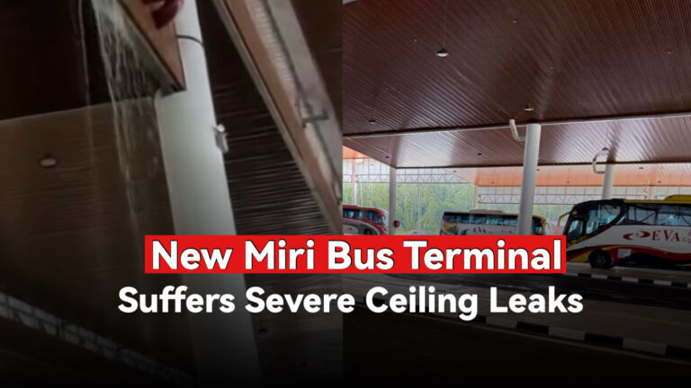 New Miri Bus Terminal Suffers Severe Ceiling Leaks - Miri City Sharing