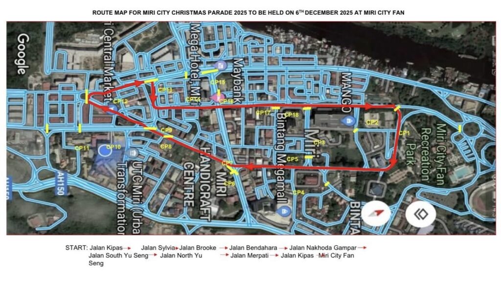 2025 Miri Christmas Parade — Route Map Announced - Miri City Sharing